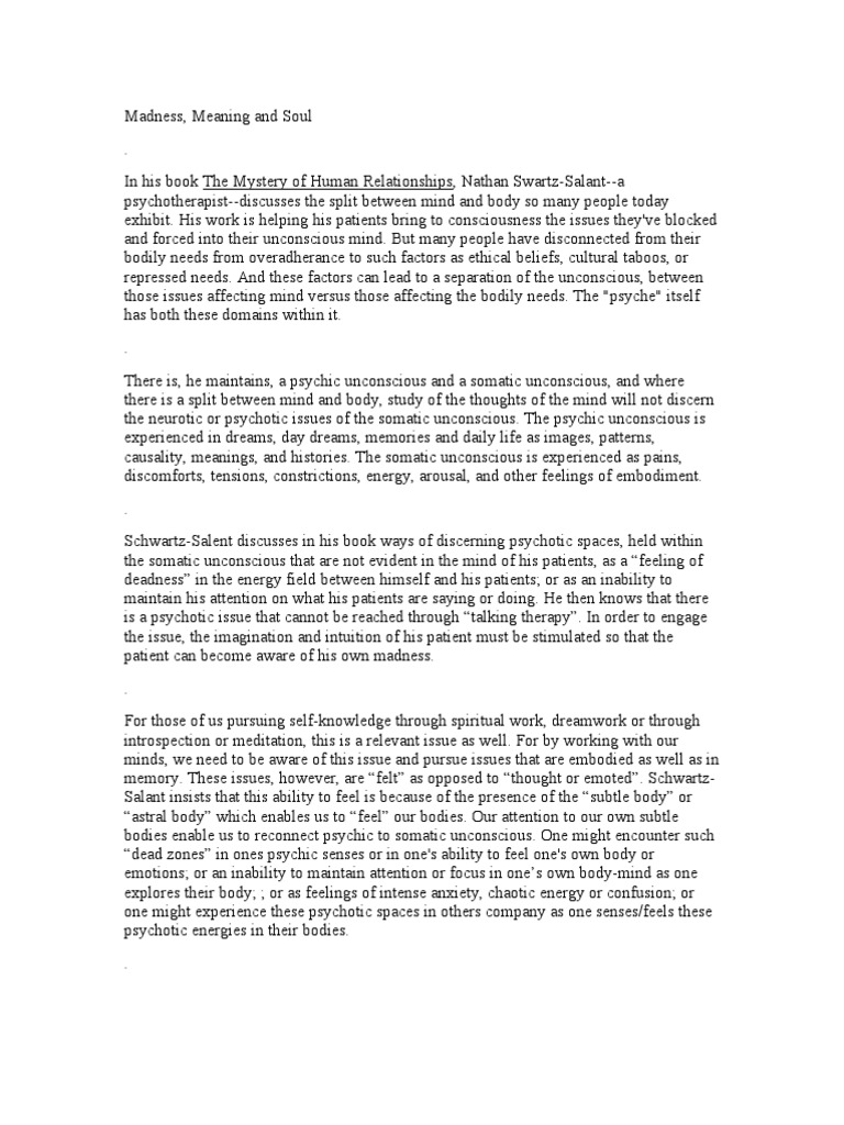 Madness, Meaning and Soul | PDF | Unconscious Mind | Soul