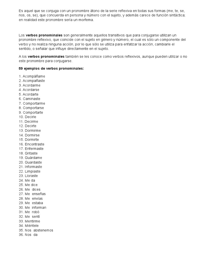 Verbos Pronominales | PDF | Verbo | Pronombre