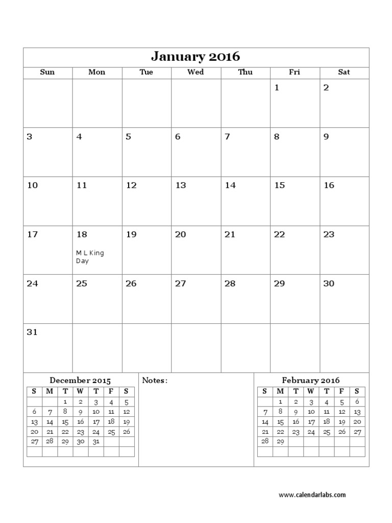 2016 Monthly Calendar Portrait 14 | PDF