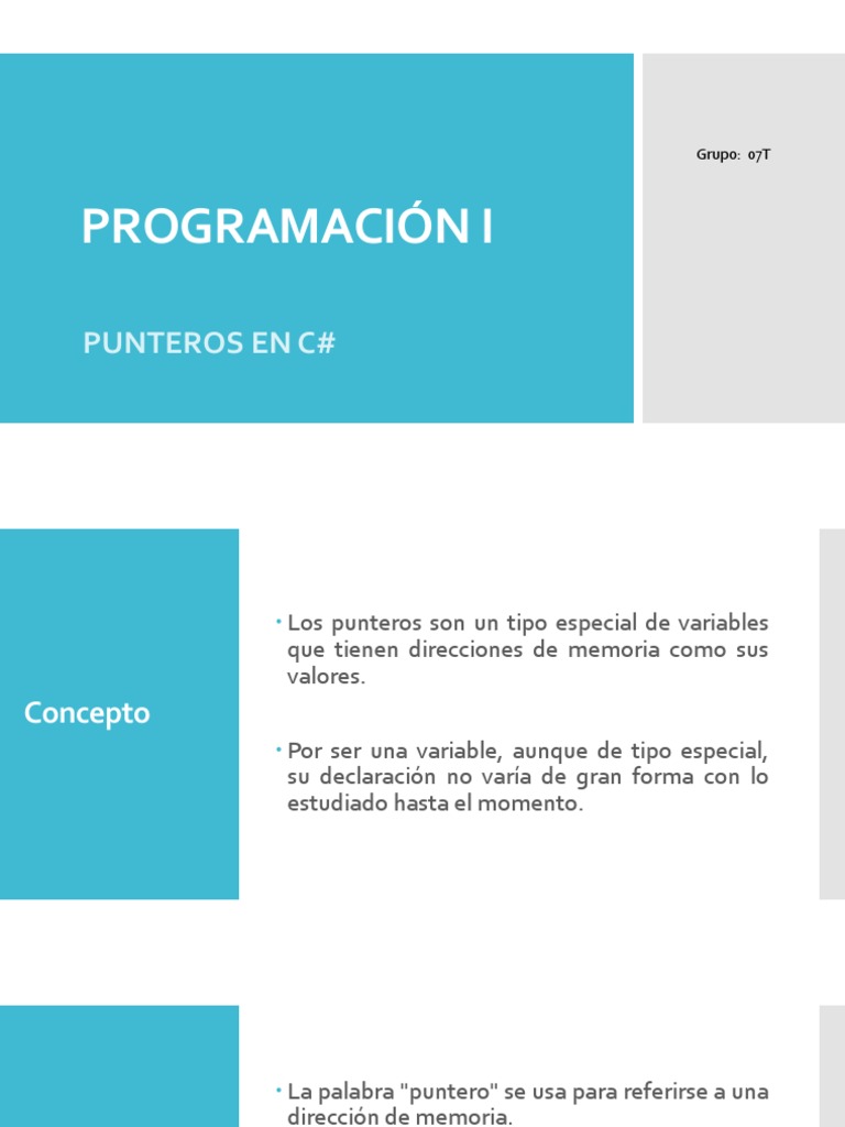 Punteros en C# | PDF | Puntero (Programación de computadora) | C Sharp ...