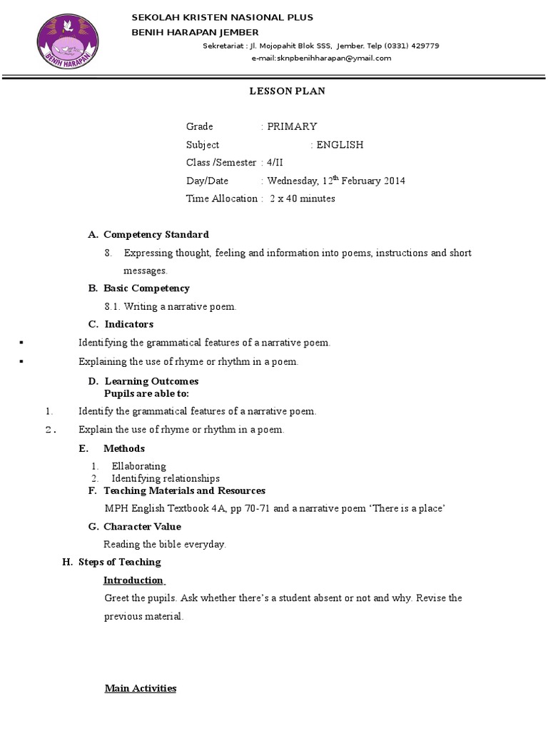 Lesson Plan English p4 | PDF | Adverb | Books