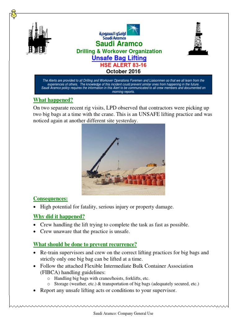 Saudi Aramco: Unsafe Bag Lifting | PDF | Science & Mathematics