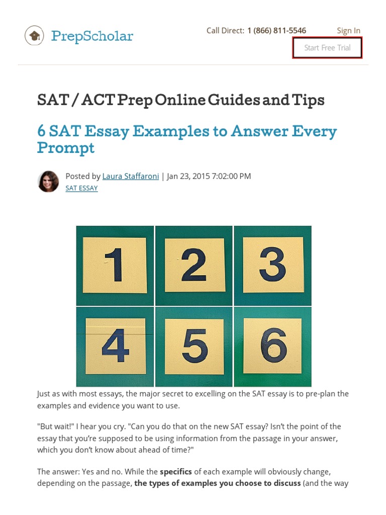 6 SAT Essay Examples To Answer Every Prompt 2016 | PDF | Argument | Sat