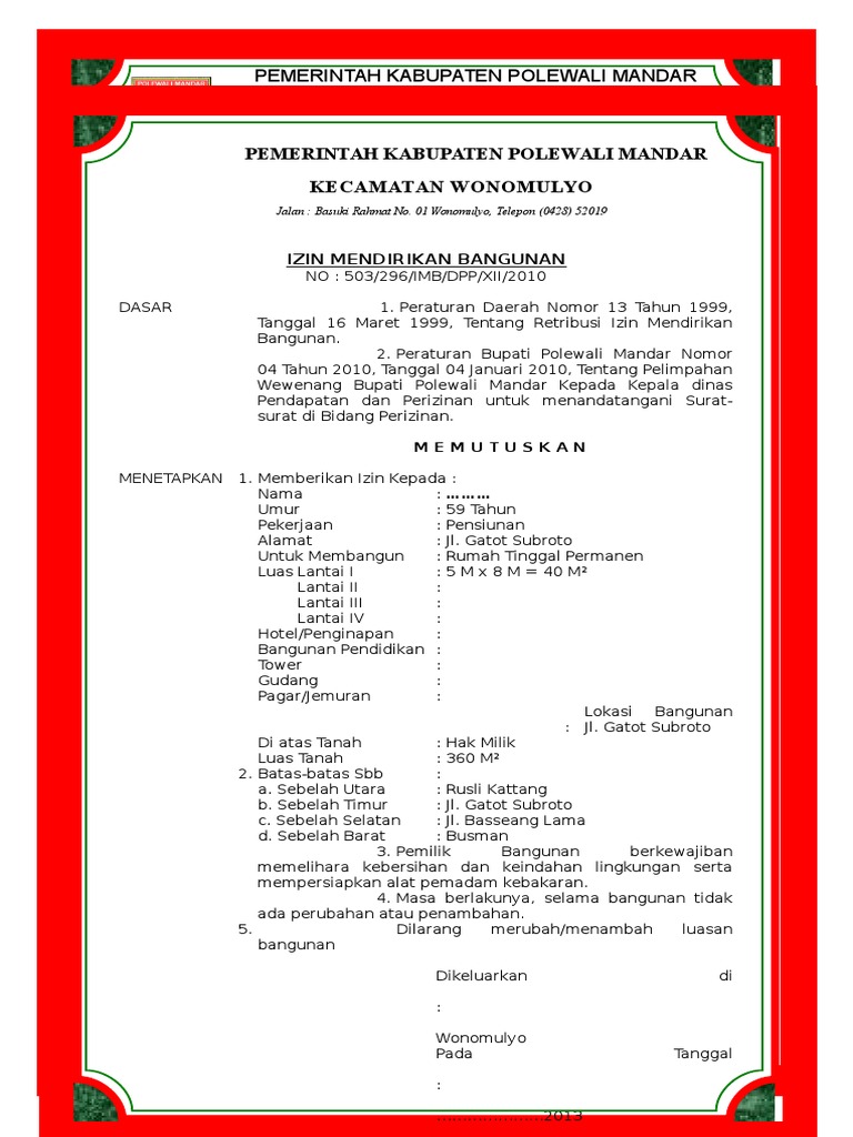 Format Sertifikat Imb | PDF