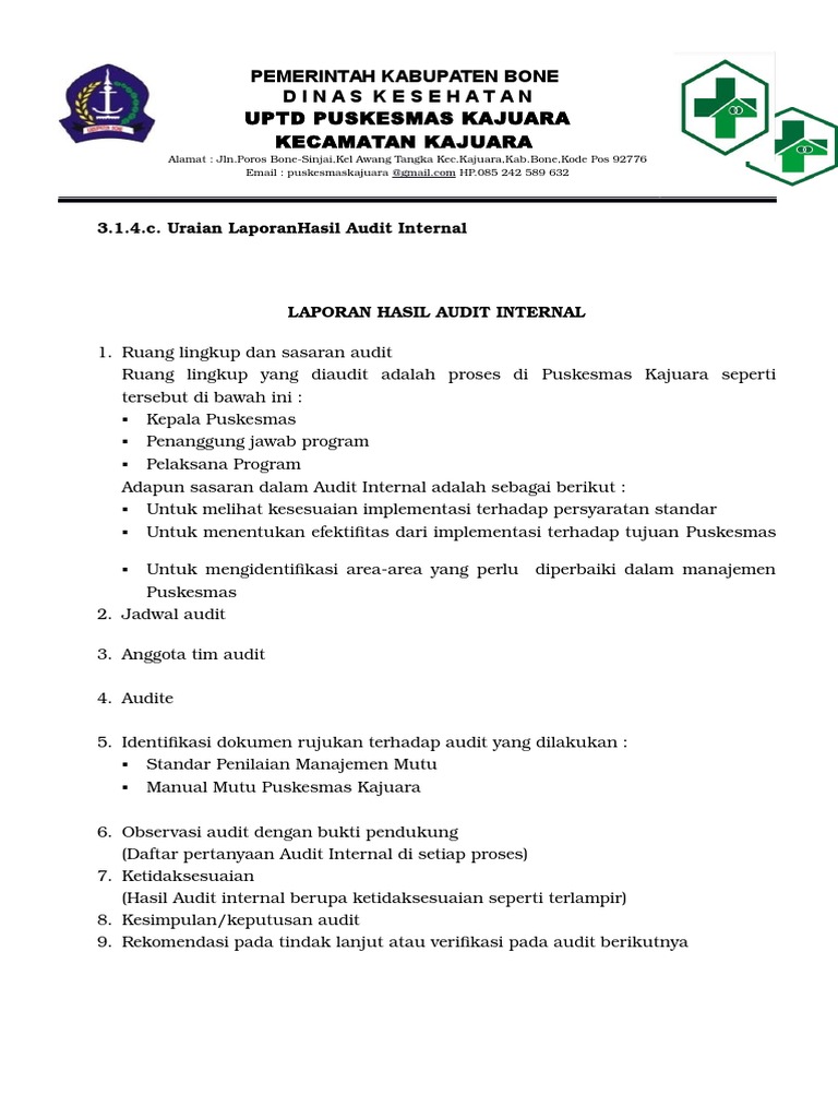 3.1.4.c. Laporan Hasil Audit Internal | PDF
