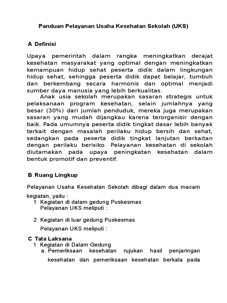 12 Pedoman Uks | PDF