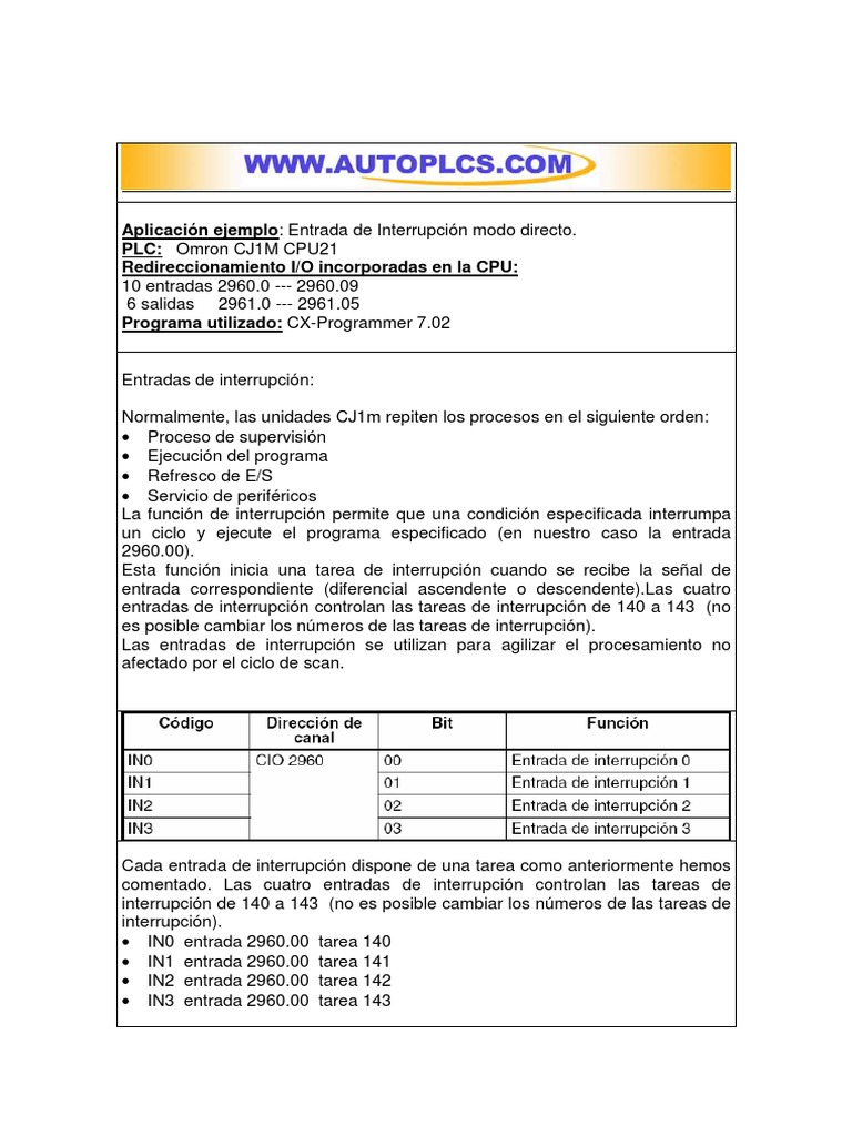 Omron Interrupcion Cj1m PDF | PDF | Programa de computadora | Programación