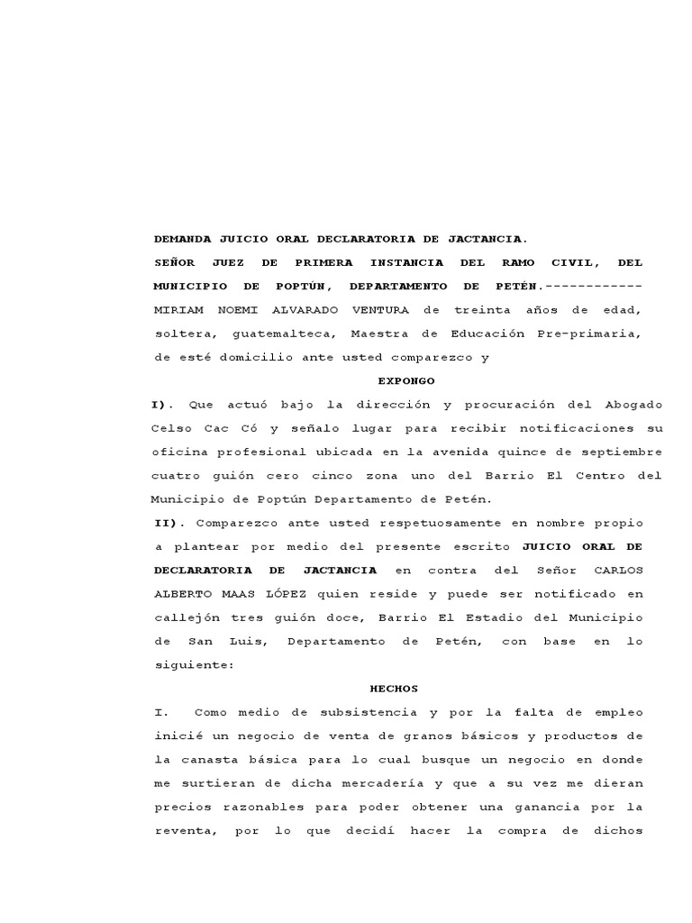 Demanda de Jactancia | PDF | Demanda judicial | Cheque