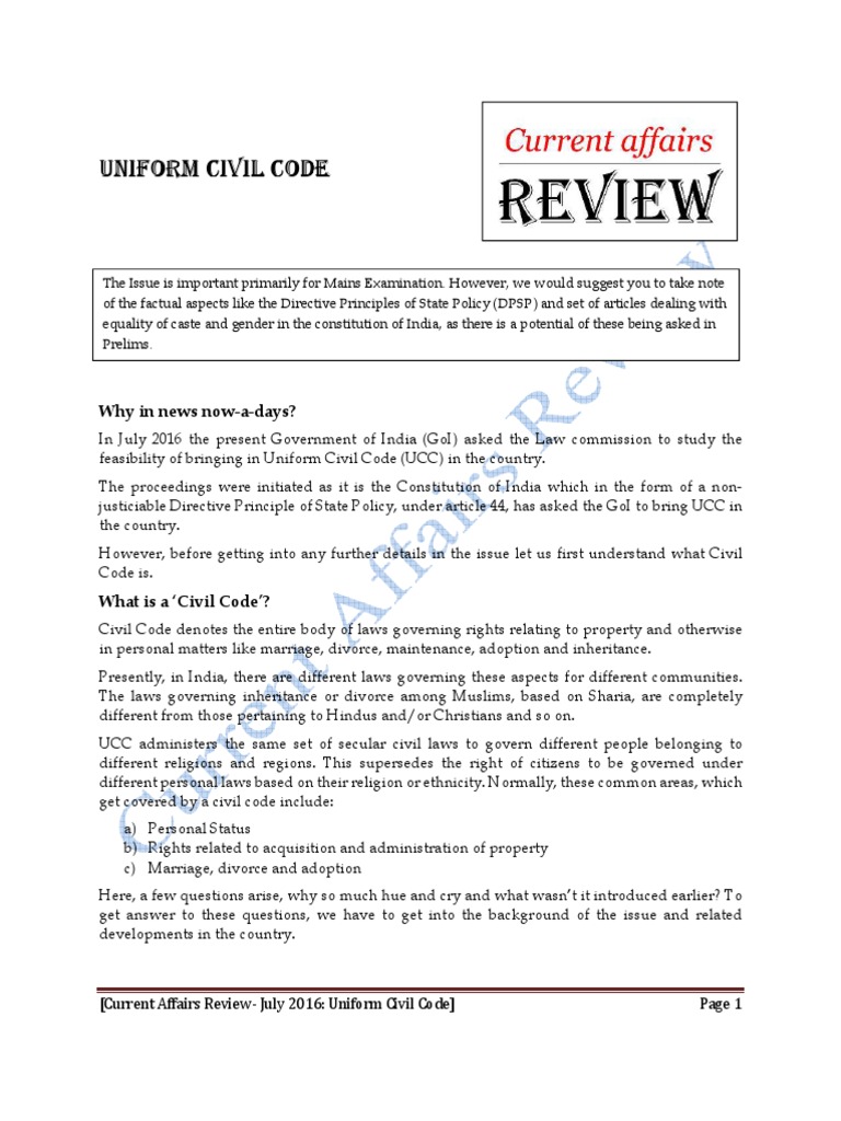 Uniform Civil Code PDF | PDF