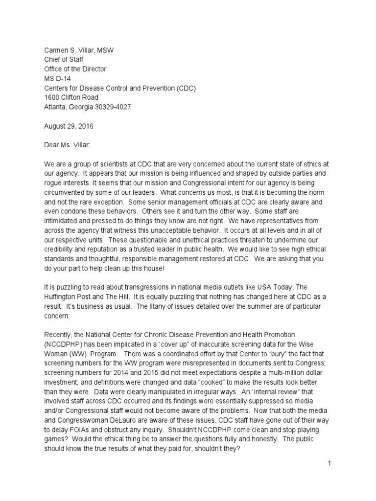 CDC Scientists Demand Ethical Reform | PDF | Centers For Disease ...