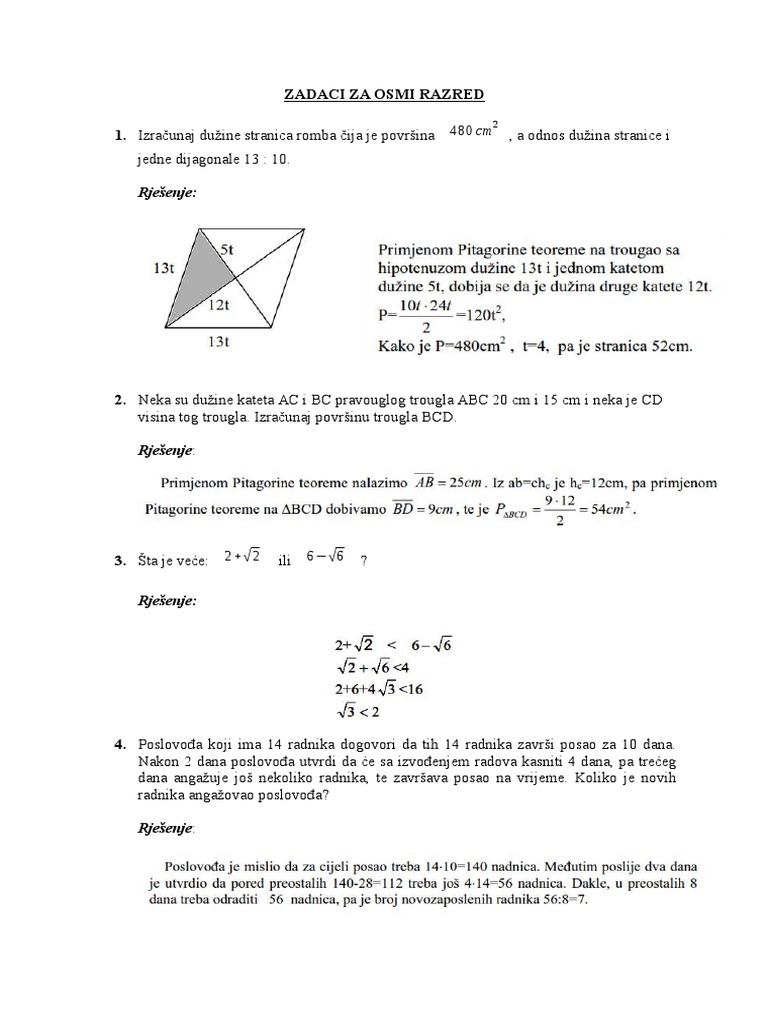 Zadaci Za Osmi Razred | PDF