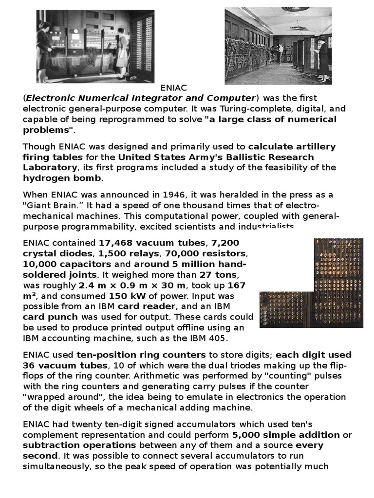 Detail of The Back of A Section of Eniac, Showing Vacuum Tubes | PDF ...