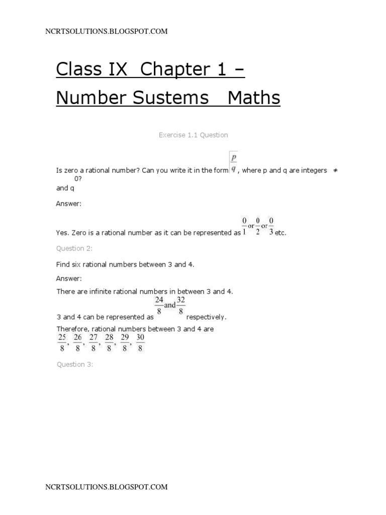 Class 9 Math: Rational vs Irrational Numbers | PDF | Numbers | Rational ...