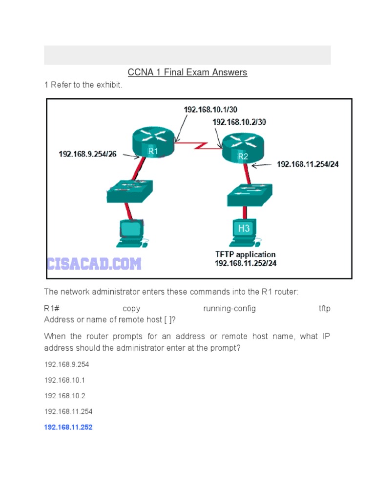 CCNA 1 Final Exam Answers | PDF | I Pv6 | Ip Address