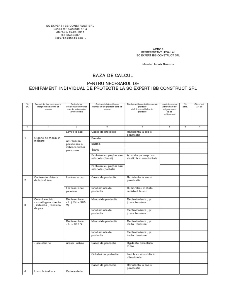 Baza de Calcul Necesar EIP | PDF