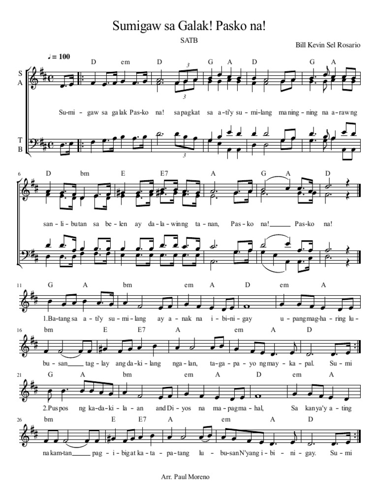 Sumigaw Sa Galak! Pasko Na!SATB | PDF