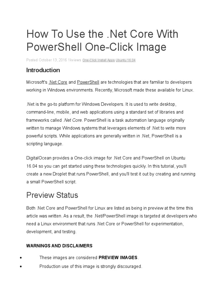 How To Use The .Net Core With PowerShell One-Click Image | PDF | Secure ...