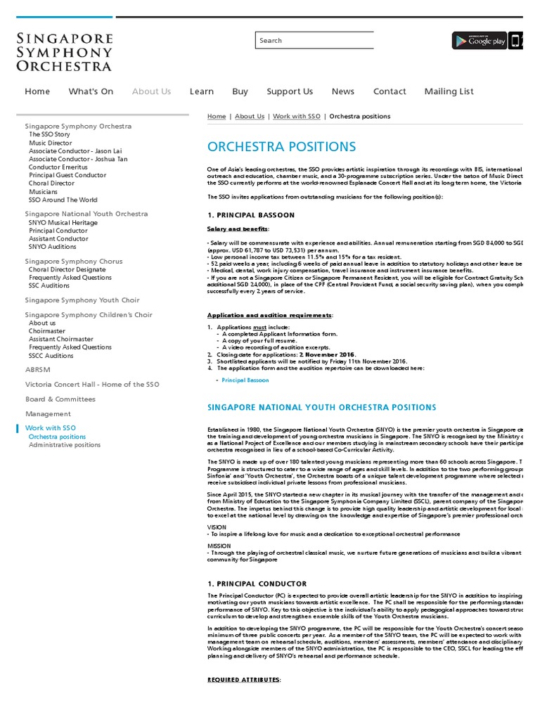 Singapore Symphony Orchestra Advert | PDF | Orchestras | Conducting