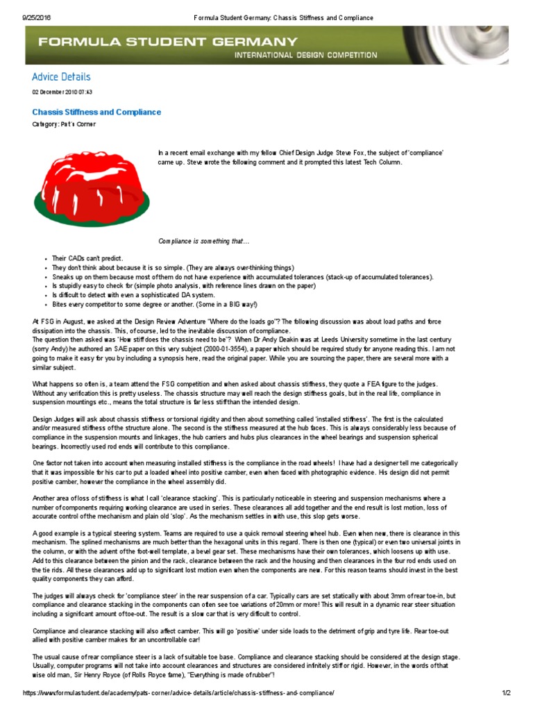Chassis Stiffness in Formula Student Cars | PDF | Suspension (Vehicle ...