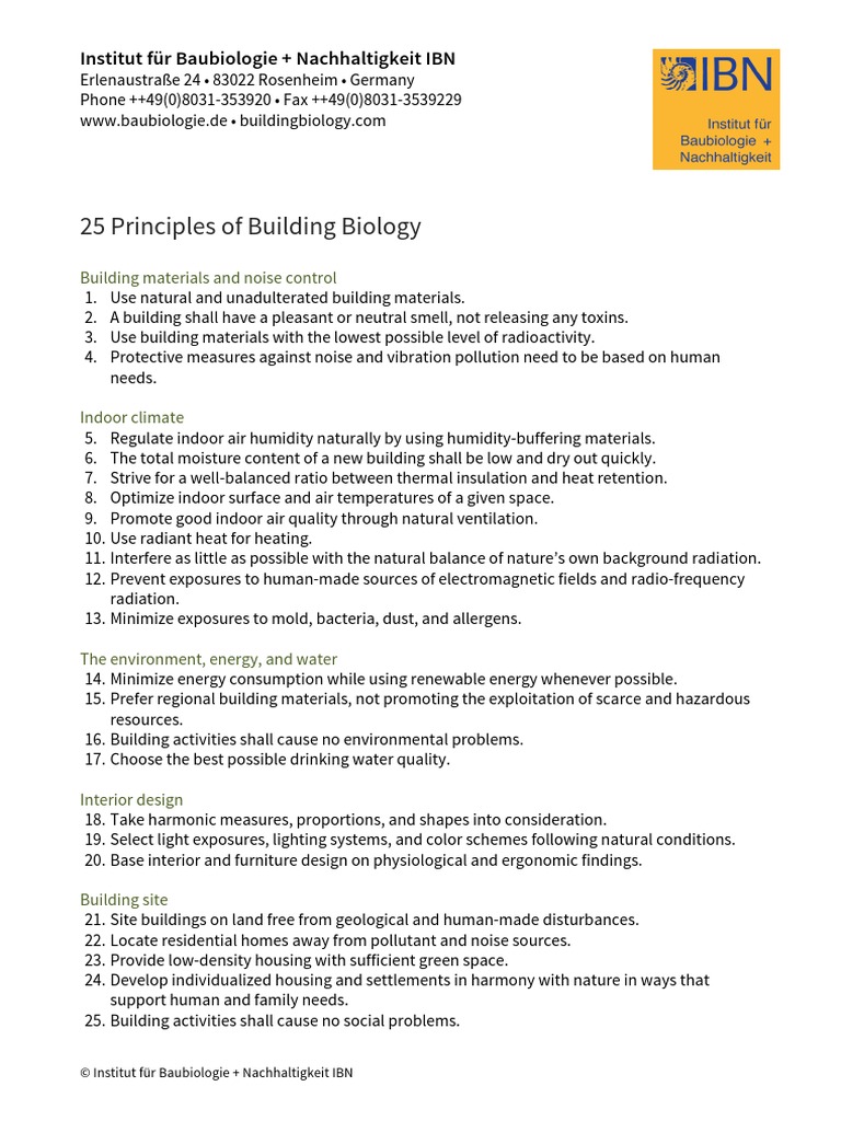 25 Principles of Building Biology: Institut Für Baubiologie ...