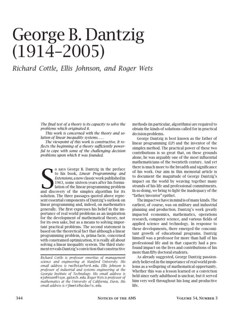 George B Dantzig PDF | PDF | Linear Programming | Rand Corporation
