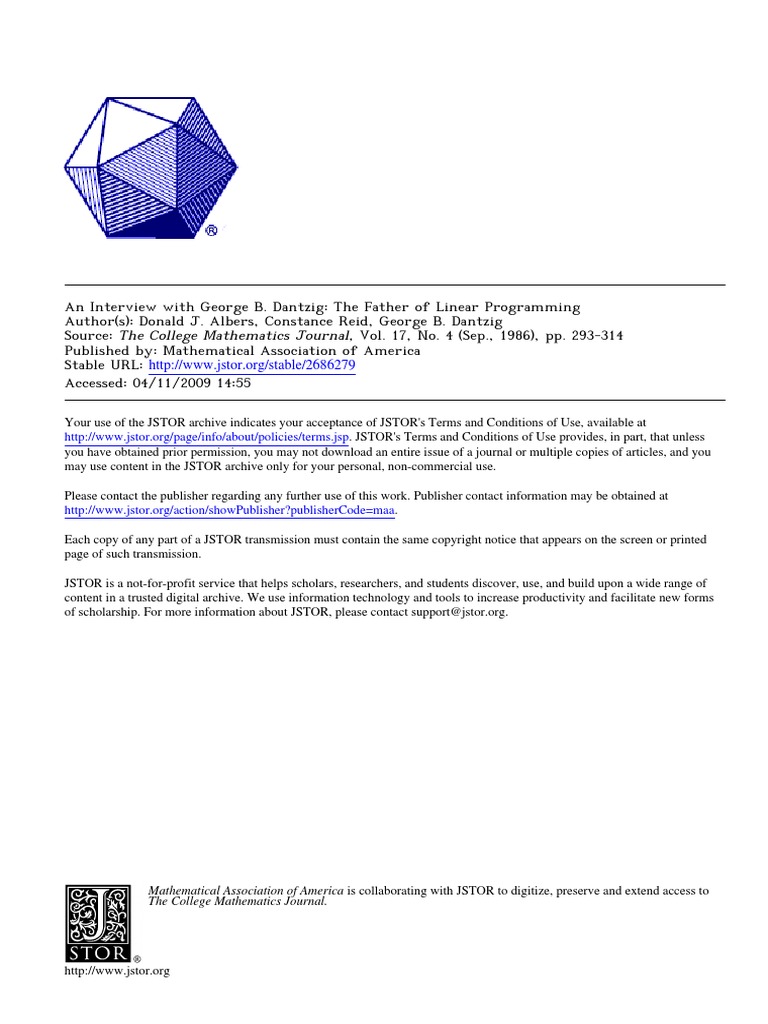 An Interview With George Dantzig | PDF | Linear Programming | Teaching ...