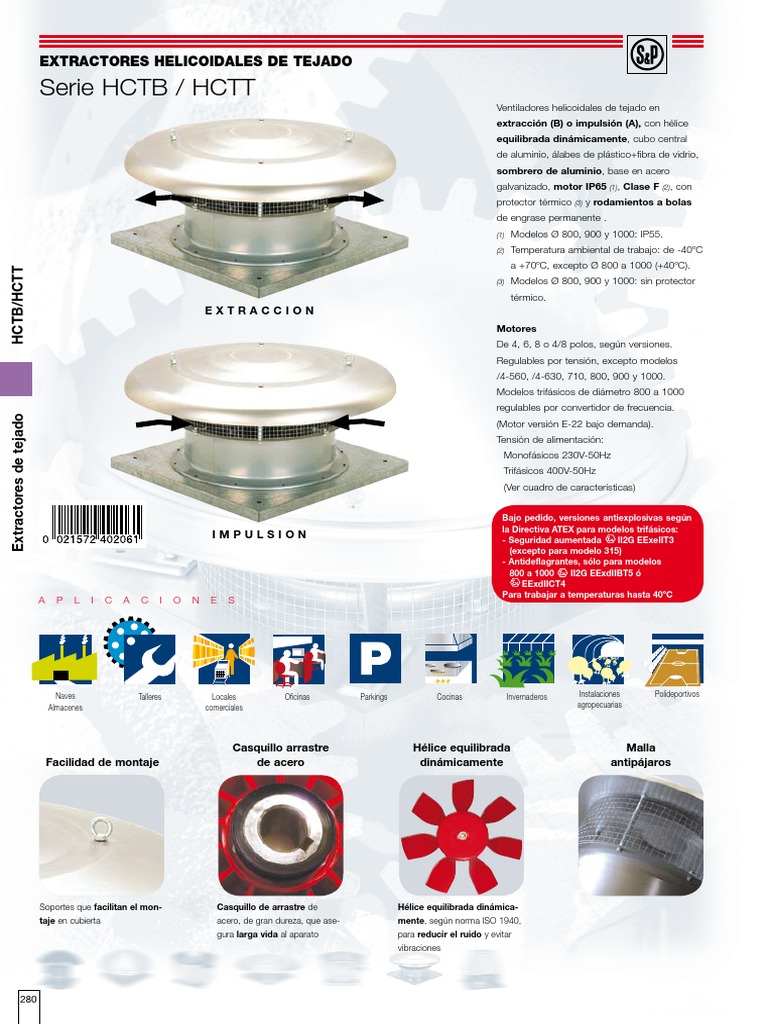 Extractores de Tejado HCTB/HCTT: Especificaciones | PDF | Cantidad ...