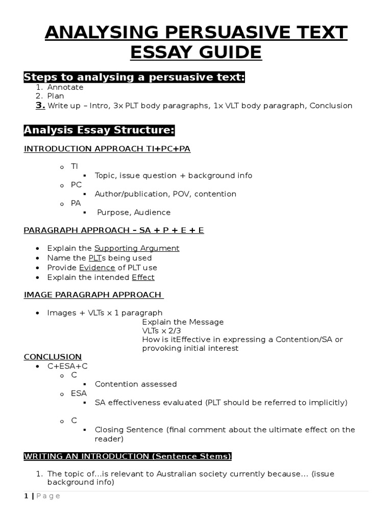 Analysing Persuasive Text Essay Structure | PDF | Persuasion | Essays