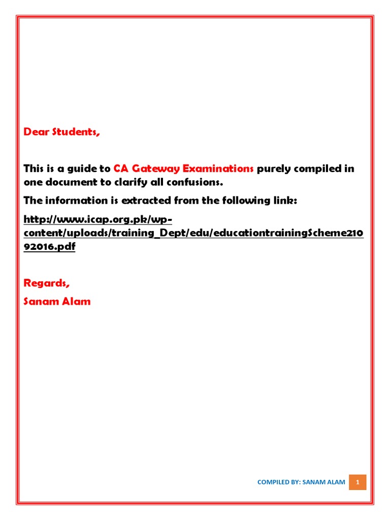 CA Gateway Exam Guide for Students | PDF