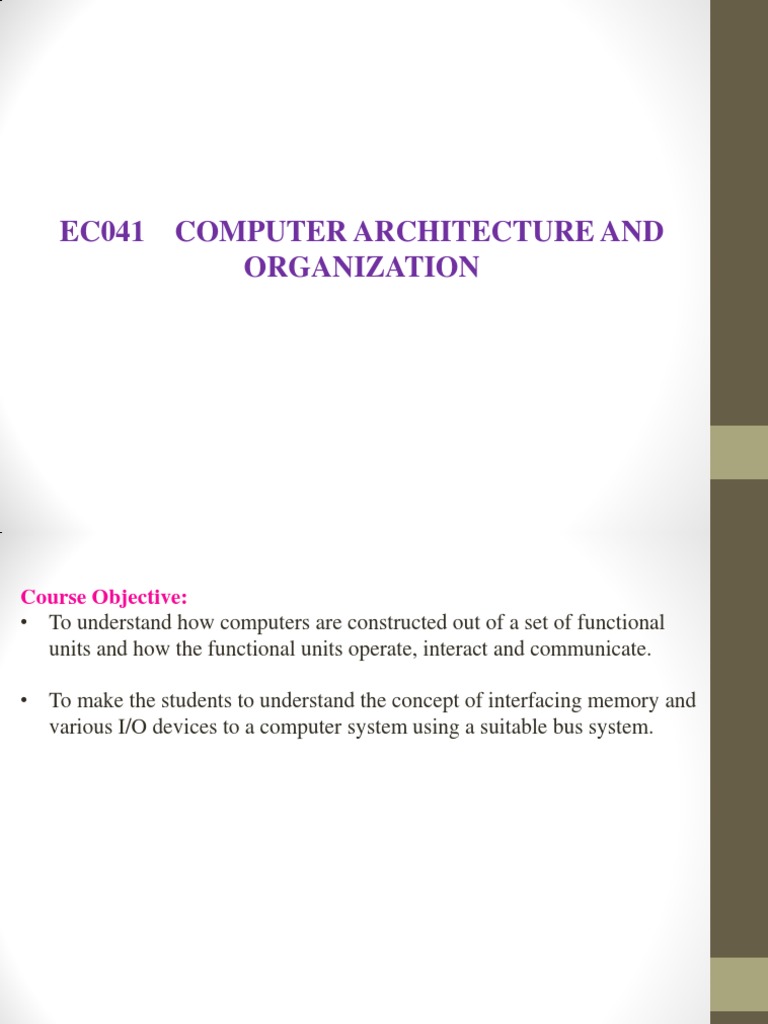 Computer Architecture Overview and Concepts | PDF | Computer Data ...