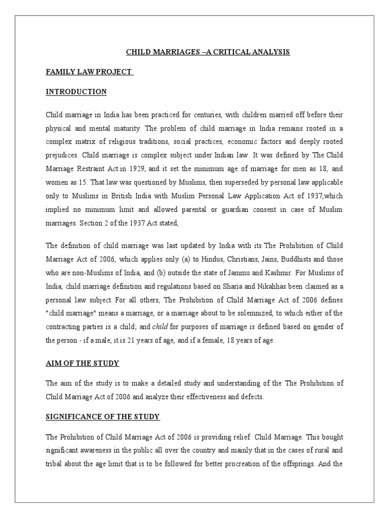 Child Marriage - A Critical Analysis | PDF | Child Marriage | Marriage