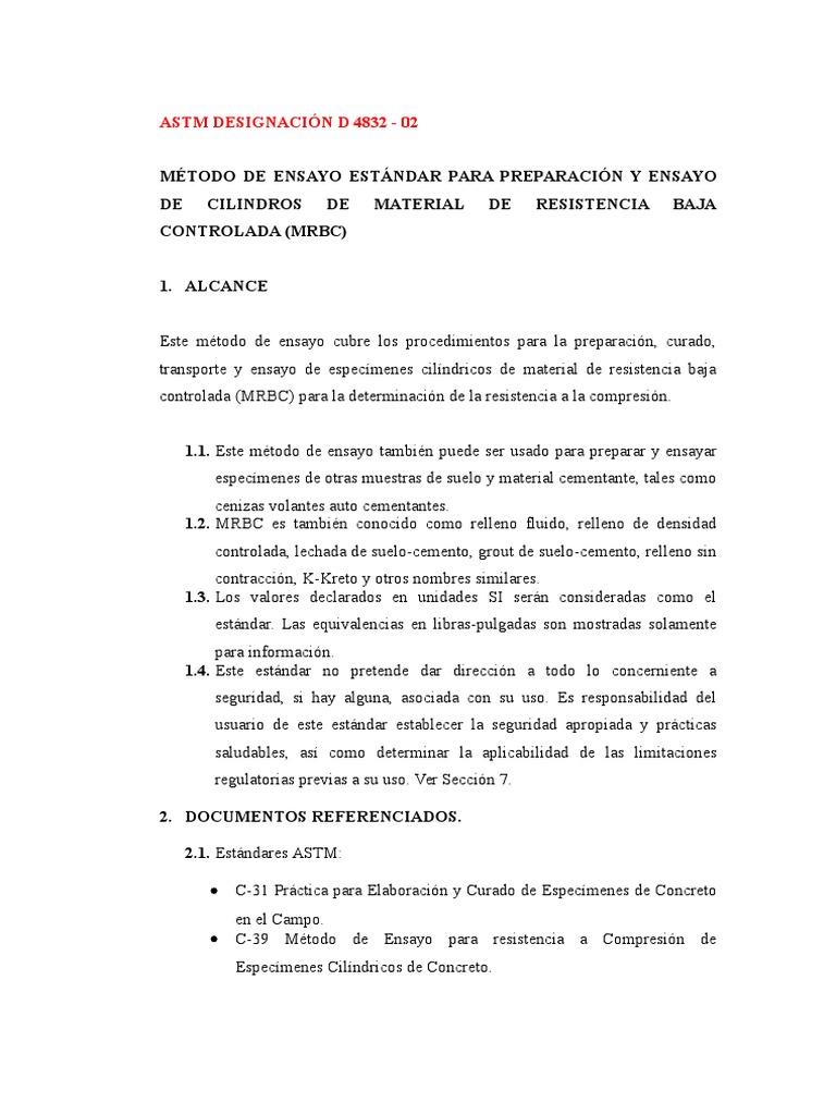Astm Designación D 4832 - 02 | PDF | Hormigón | Resistencia Eléctrica y ...