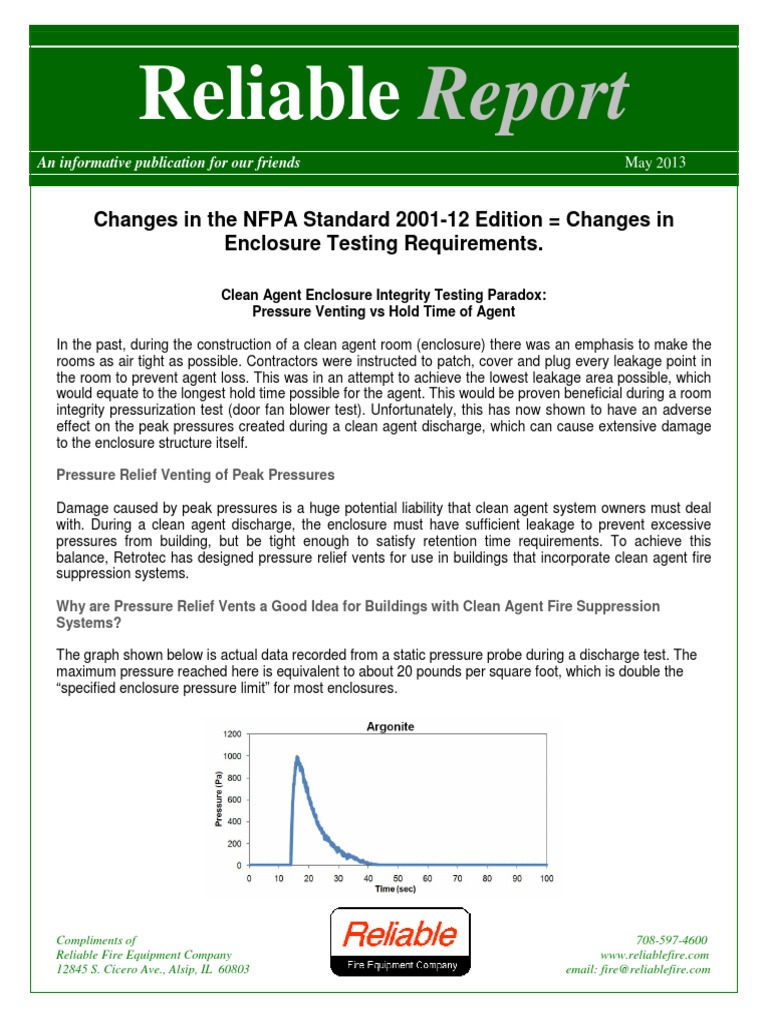 NFPA Standard 2001 12 Enclosure Testing Requirements PDF | PDF