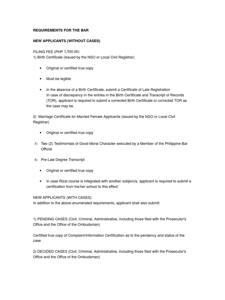 Requirements For The Bar | PDF