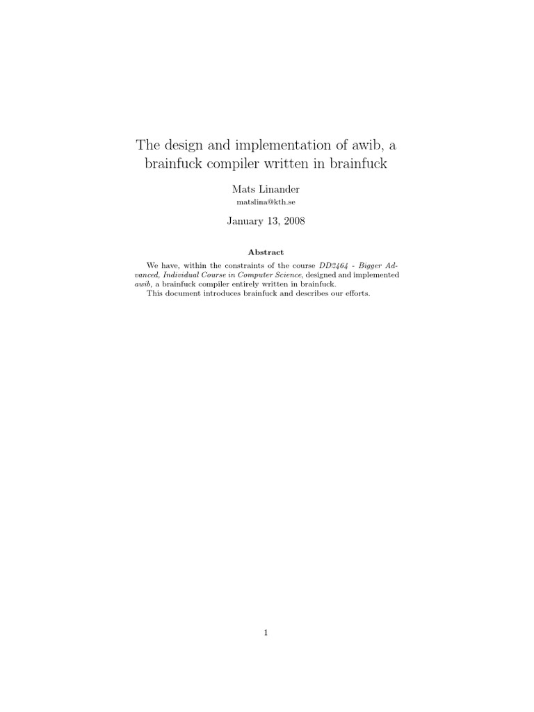 Brain Fuck - Programming Language | PDF | Compiler | C (Programming ...