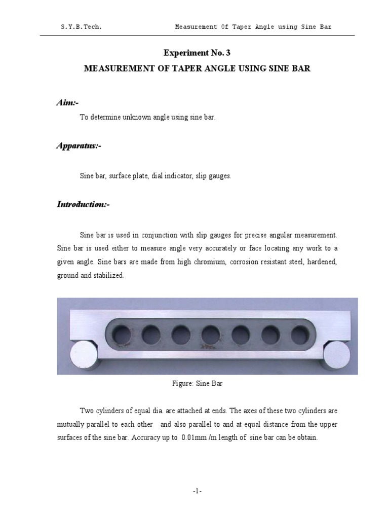 Experiment Sine Bar PDF | PDF