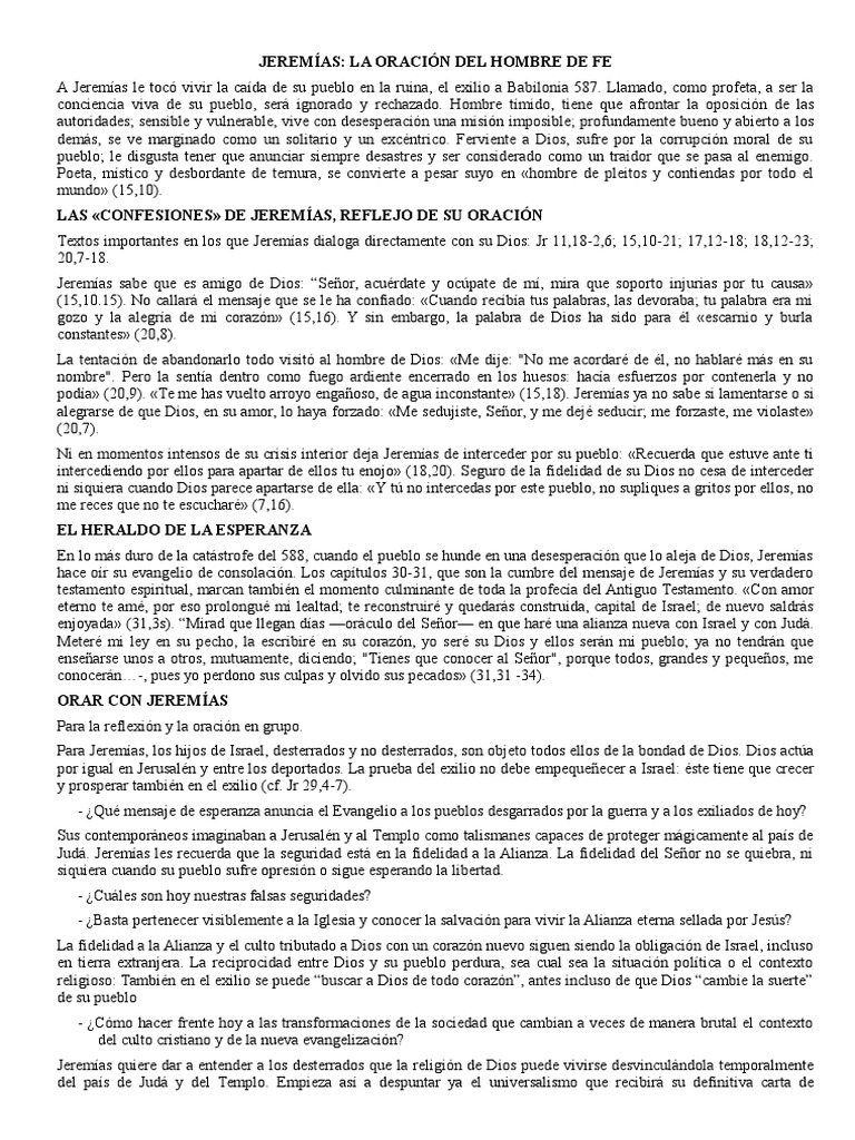 Jeremías: Profeta de Esperanza y Fe | PDF | Jeremías | Perdón