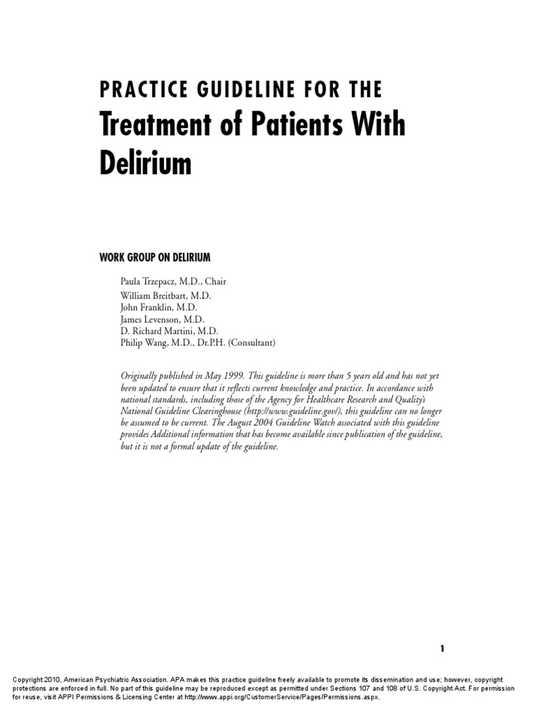 Delirium PDF | PDF | American Psychiatric Association | Antipsychotic