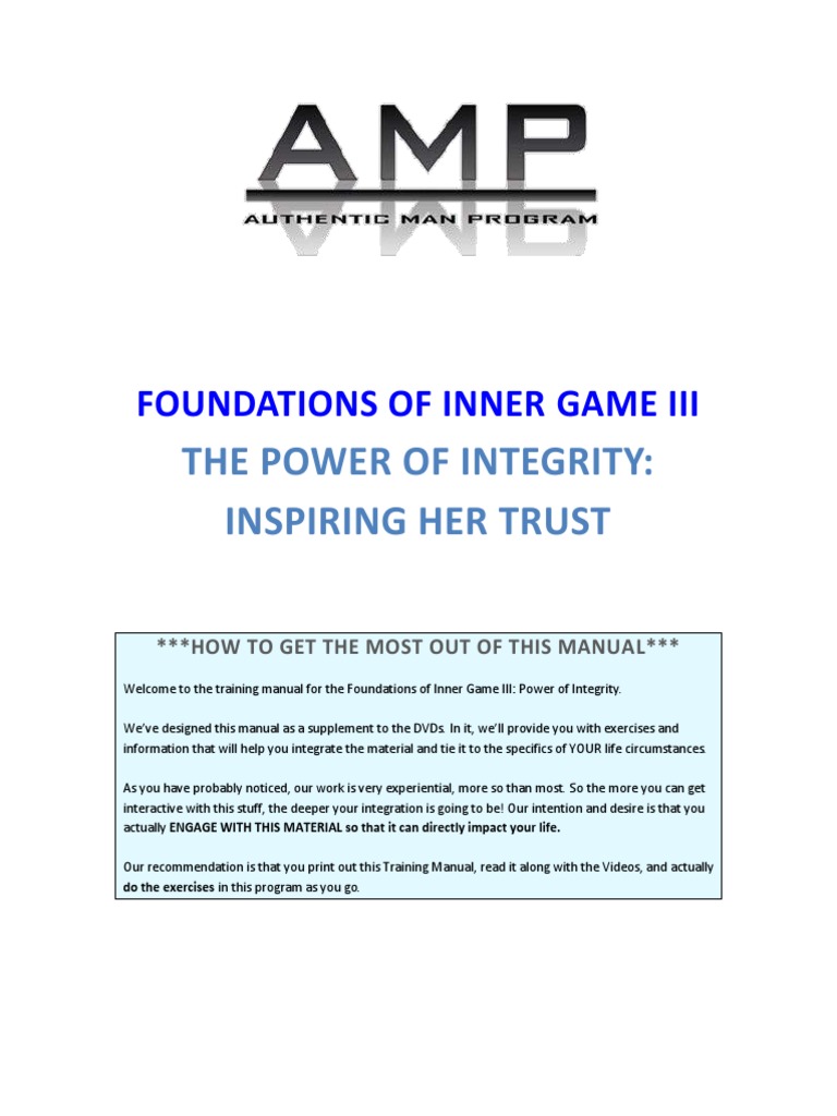 Authentic Man Program - Power of Integrity Manual | PDF | Feeling ...