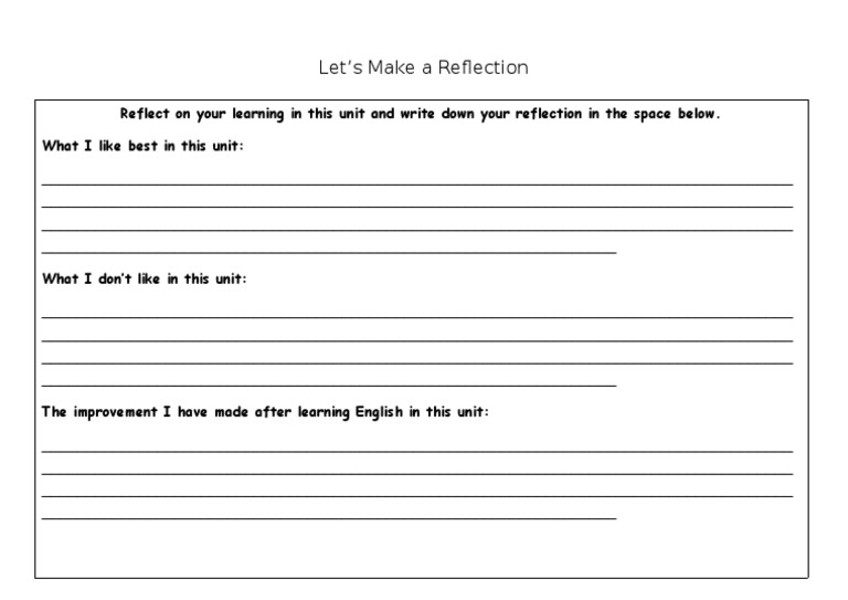 Reflection Sheet | PDF
