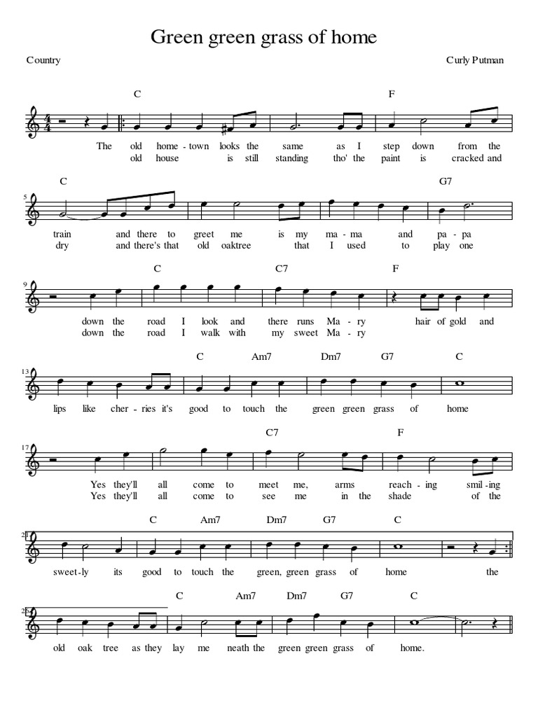 Green Green Grass of Home Lyrics | PDF
