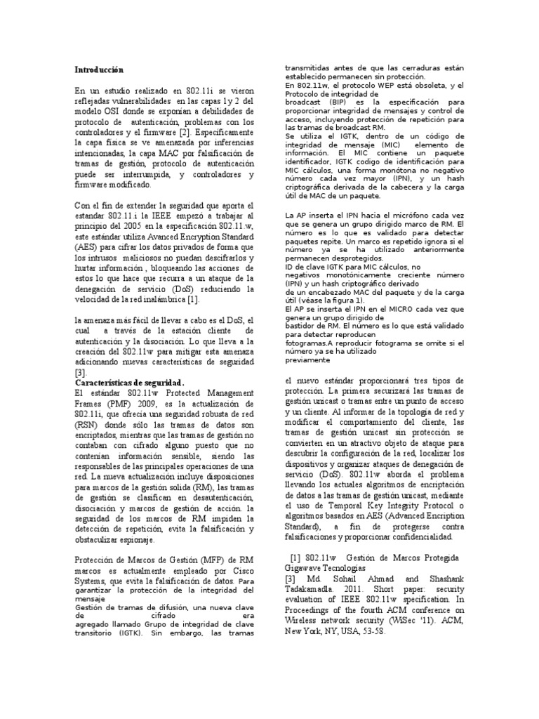 Articulo 802.11w | PDF | Ieee 802.11 | Protocolos de red
