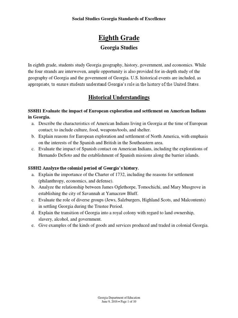 Social-Studies-8th-Grade-Georgia-Standards 1 | PDF | Reconstruction Era ...