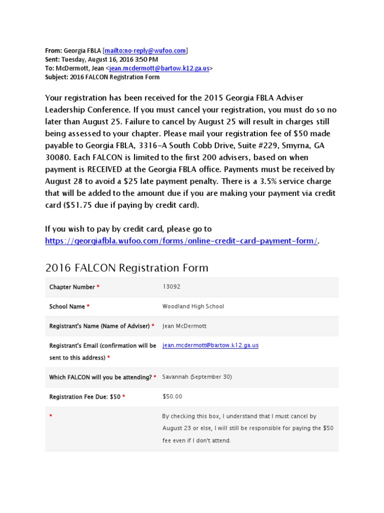 Falcon Registration | PDF