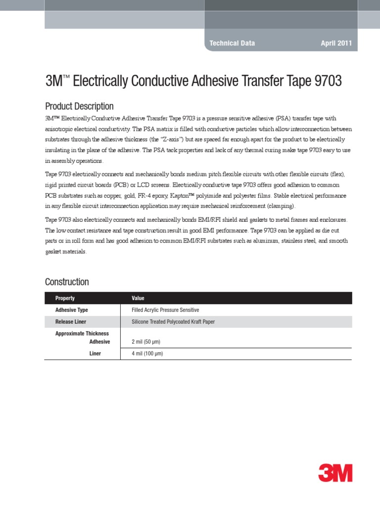 3m 9703 | PDF | Adhesive | Printed Circuit Board