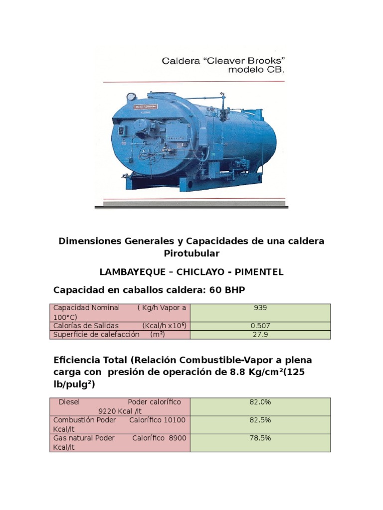 Caldera Dimensiones | PDF