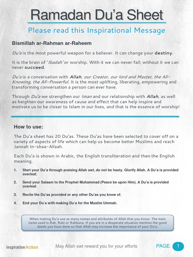 Dua Sheet PDF | PDF | Theism | Monotheism