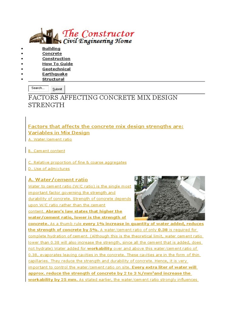 Factors Affecting Concrete Mix Design Strength | PDF | Construction ...