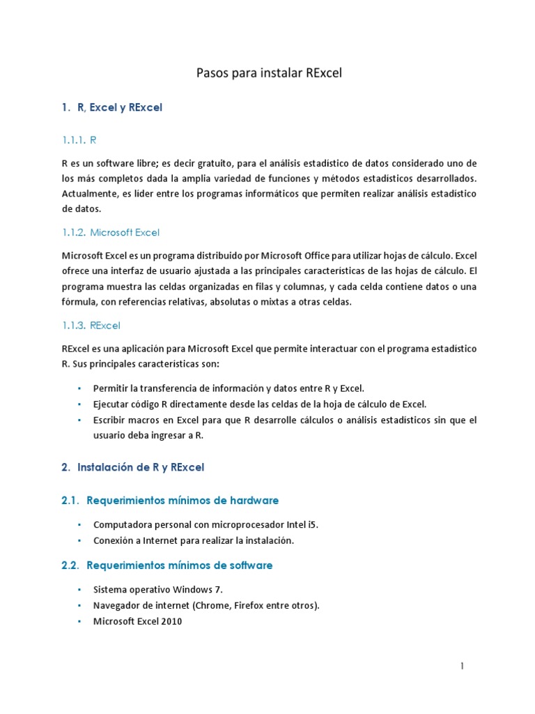 Pasos para Instalar RExcel | PDF
