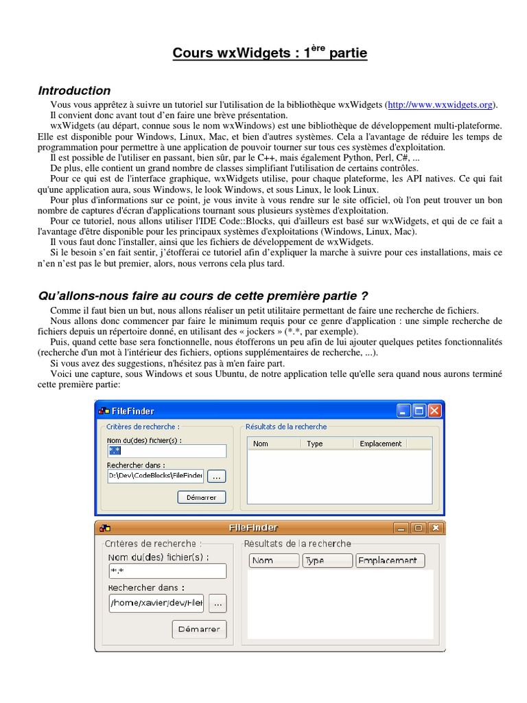 Cours Wxwidgets - 1ère Partie PDF | PDF | C (Langage de programmation ...